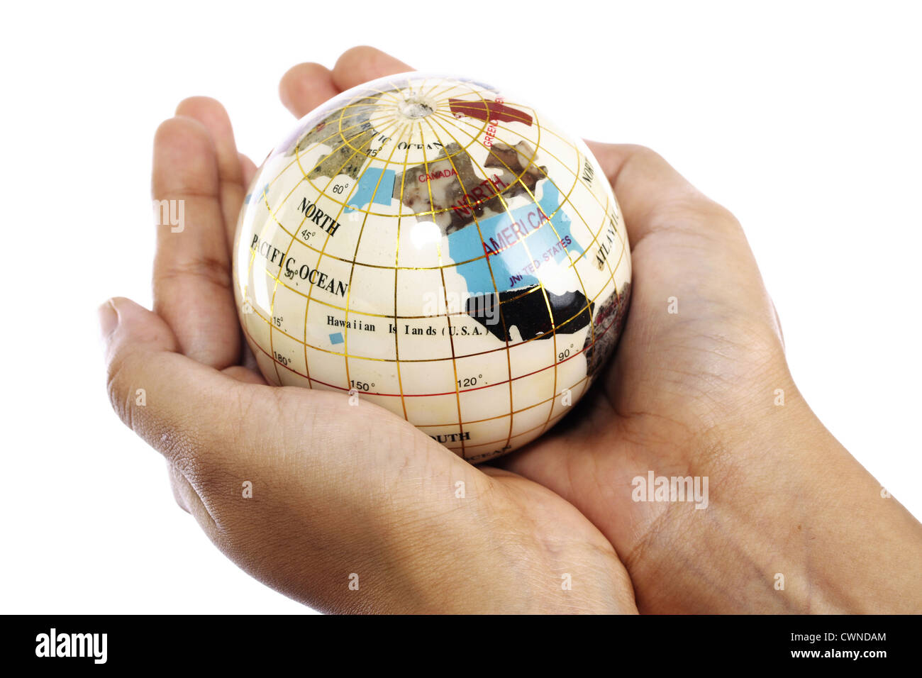 Hands with the world Stock Photo - Alamy