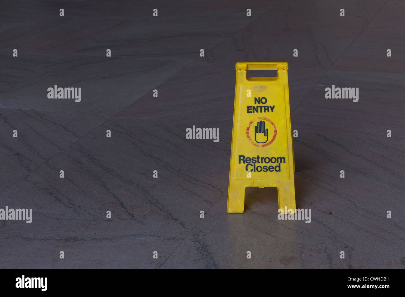 No Entry - Restroom Closed floor sign Stock Photo - Alamy