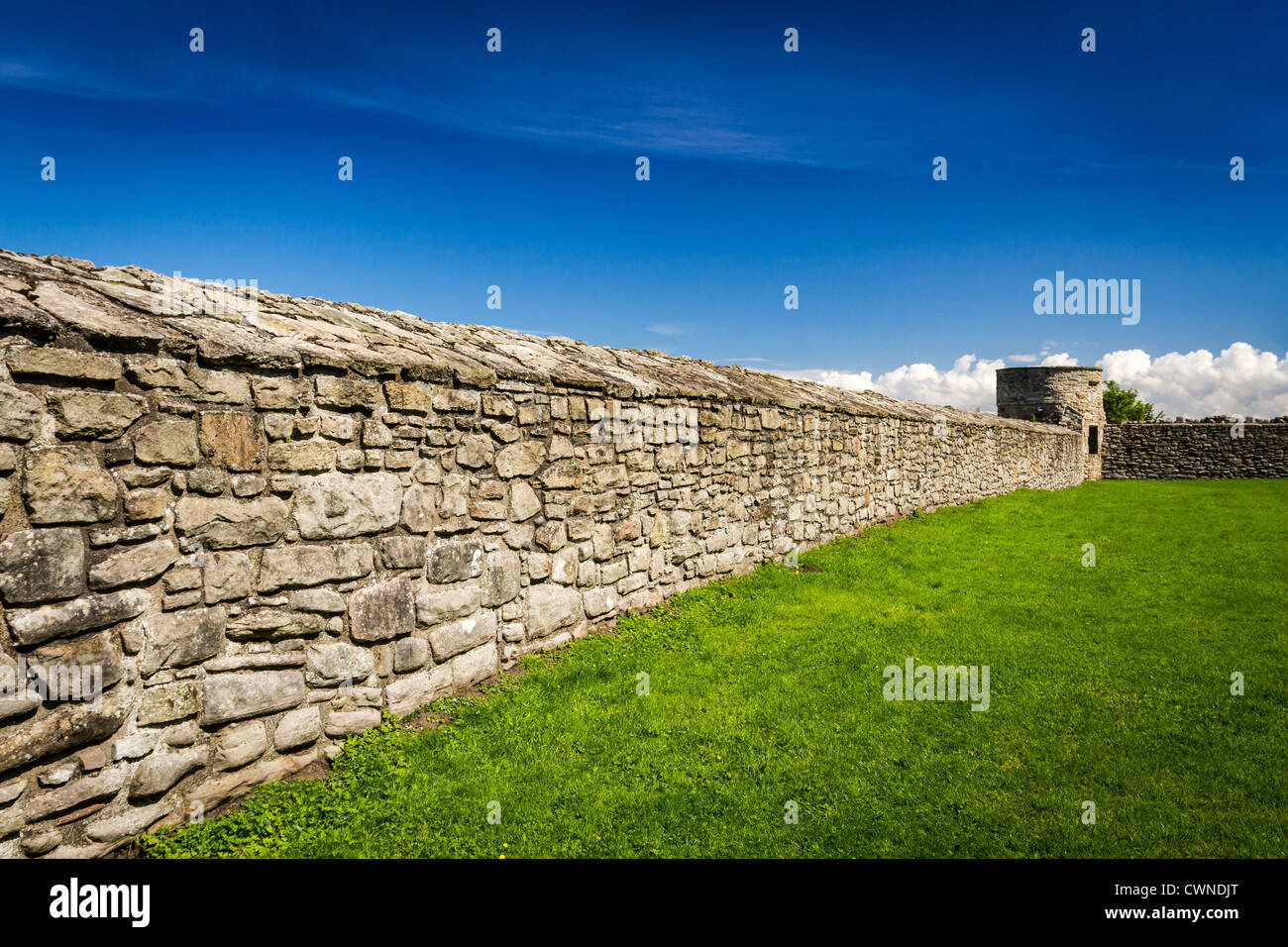 Medieval wall surrounding the castle with stone Stock Photo - Alamy