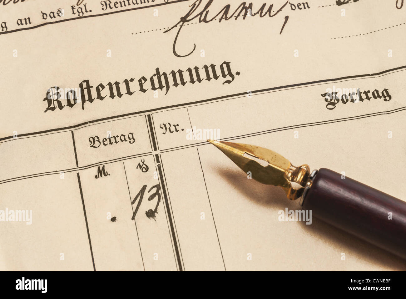 Detail photo of a old German costing of 13 Pfennig from the year 1900 ...