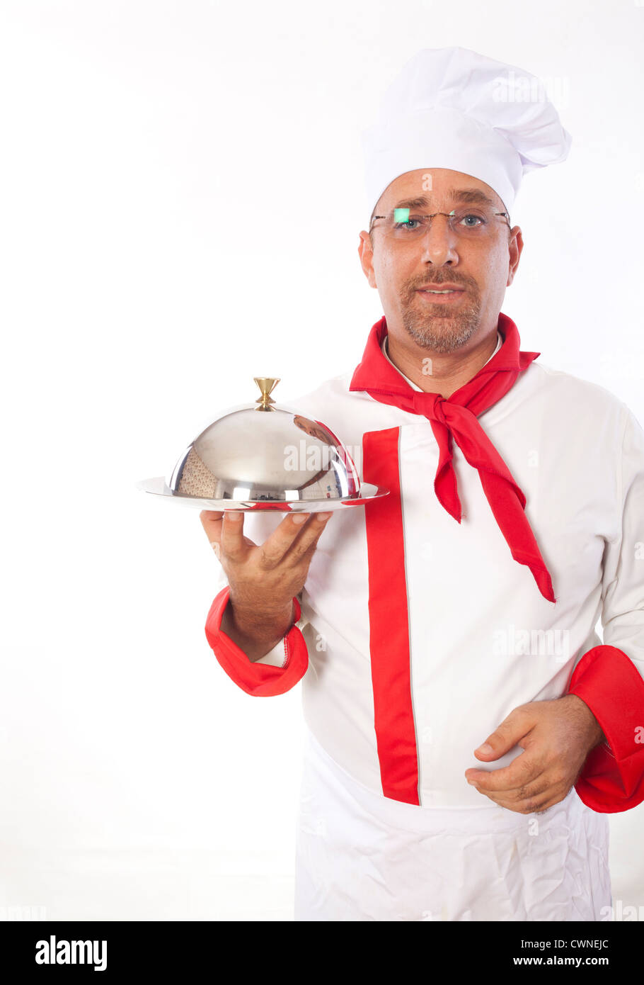 Chef holding plate cloche hi-res stock photography and images - Alamy