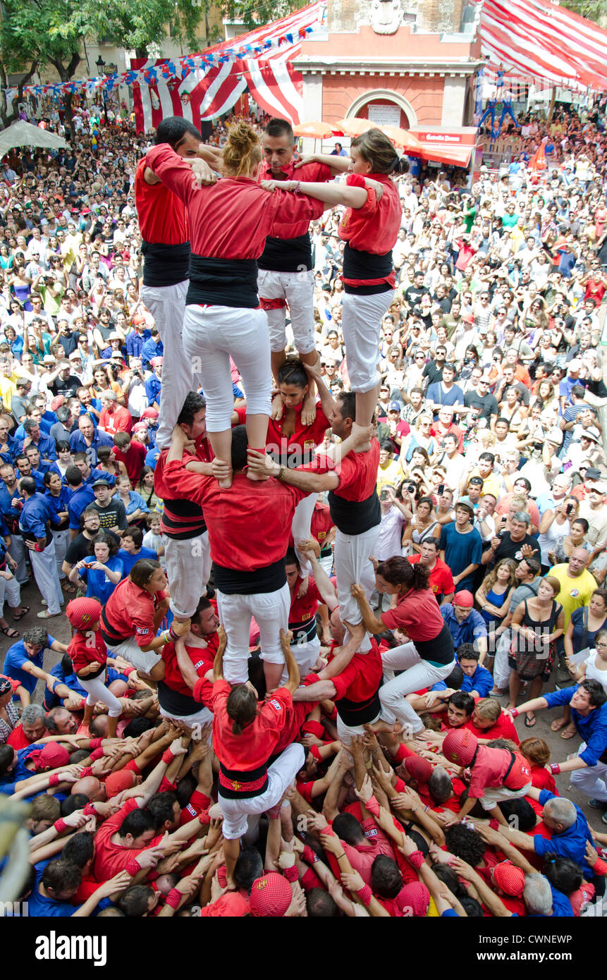 Castellers festival in Barcelona Stock Photo - Alamy
