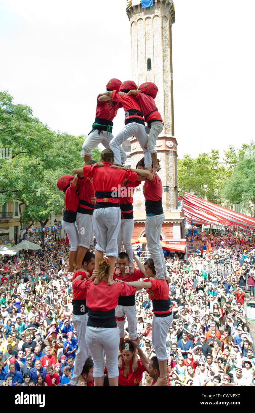 Castellers festival in Barcelona Stock Photo - Alamy