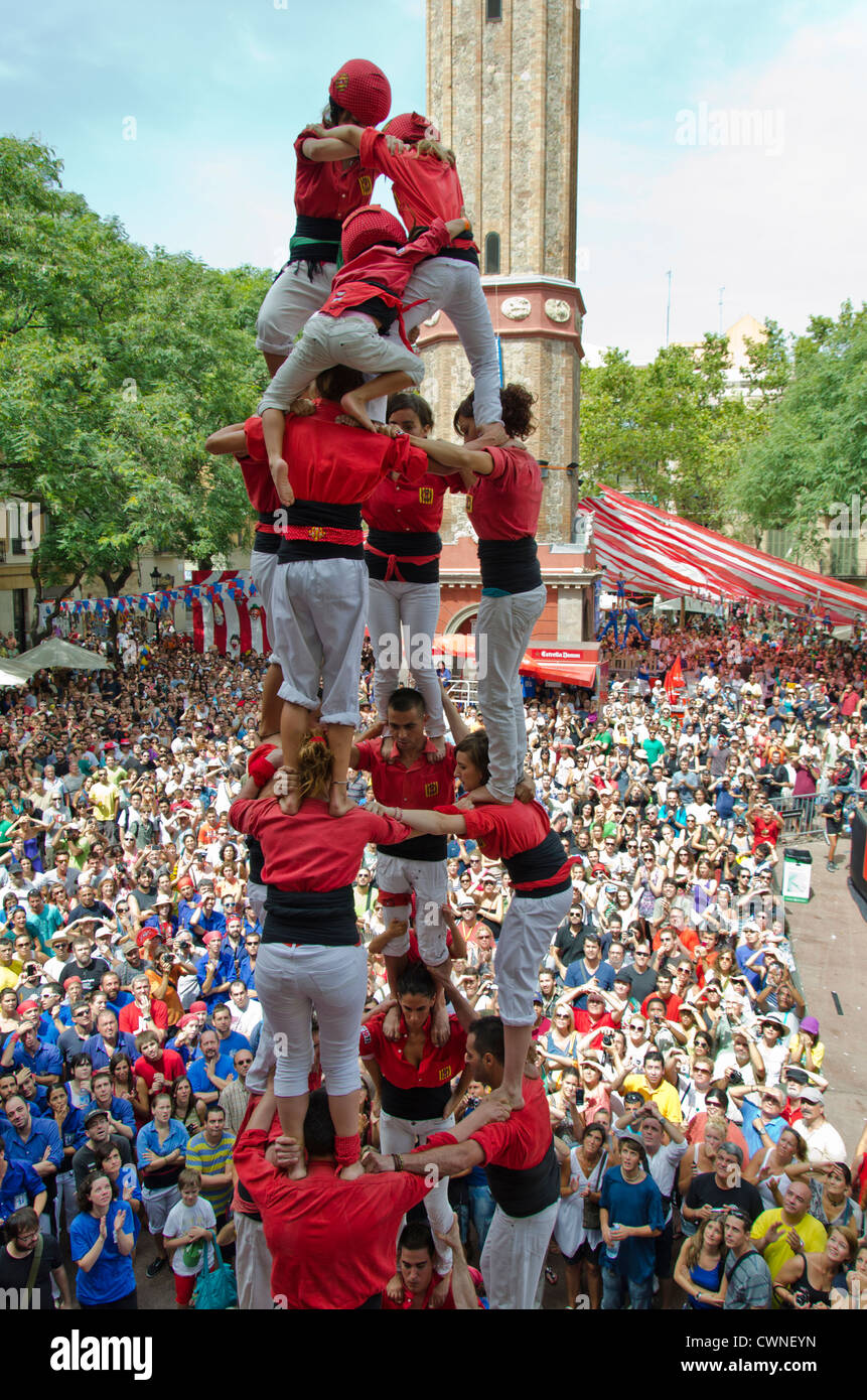 Castellers festival in Barcelona Stock Photo - Alamy