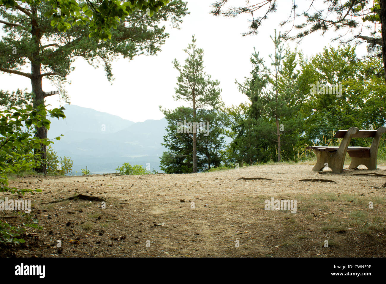 A lonely bench with a nice view Stock Photo - Alamy