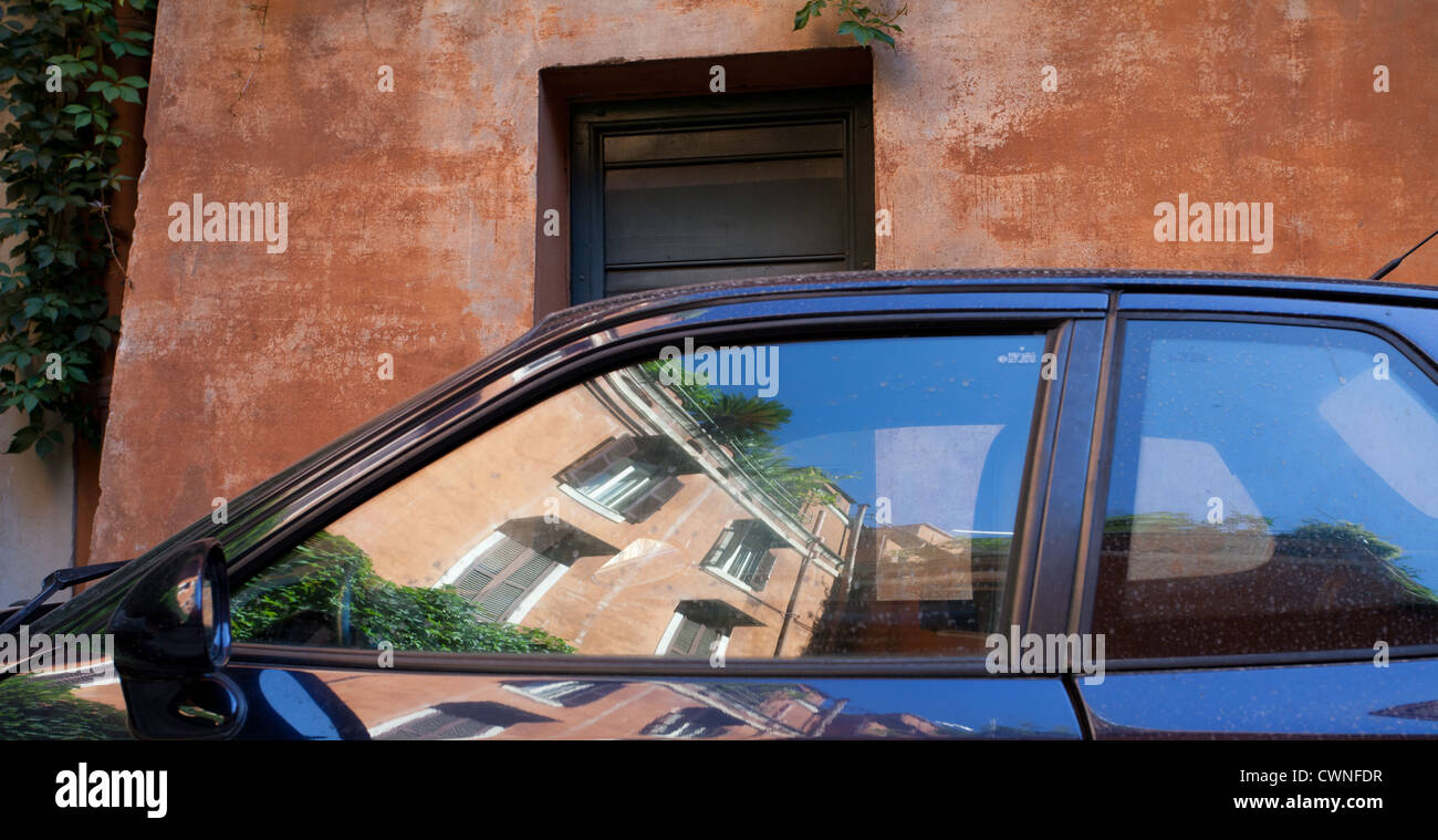 Reflection of buildings in the car window. Rome, Italy Stock Photo - Alamy