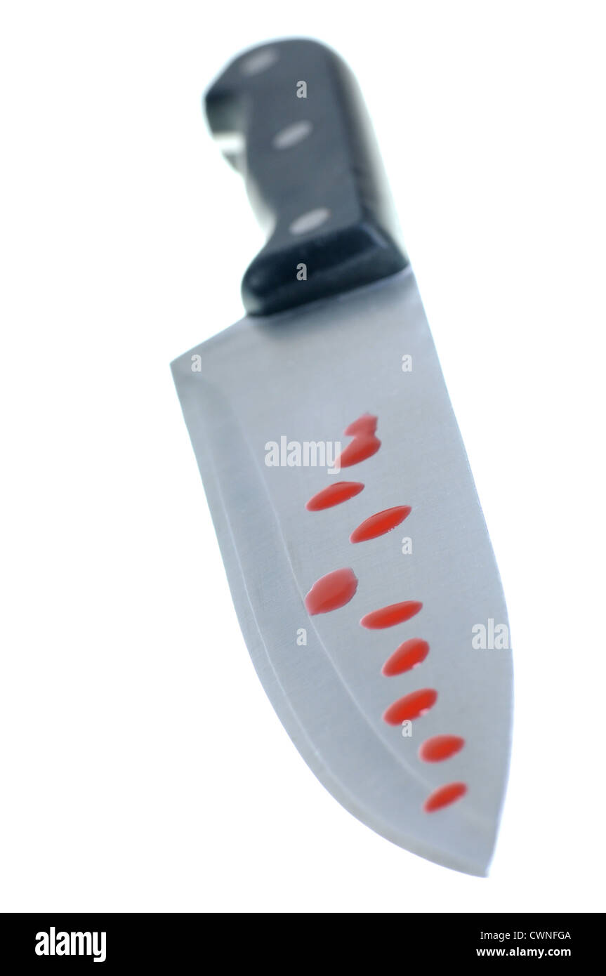 bloody kitchen knife Stock Photo - Alamy