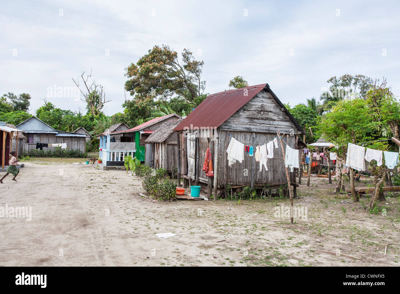 Isle St Marie, Madagascar - village huts with rusty corrugated metal ...