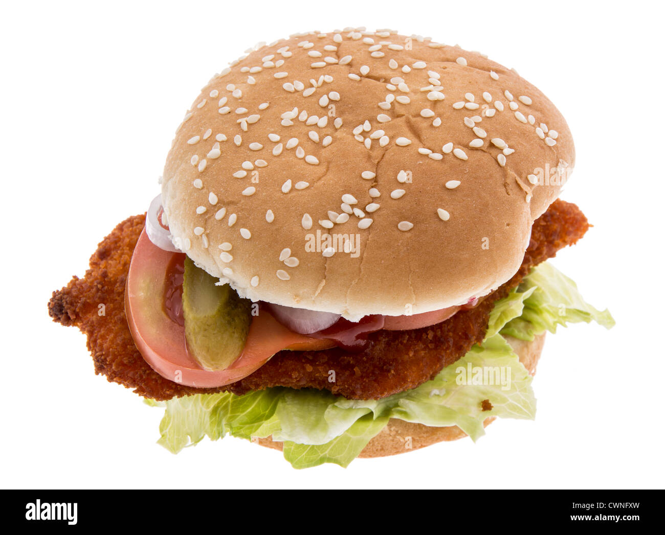Chicken hamburger Cut Out Stock Images & Pictures - Alamy