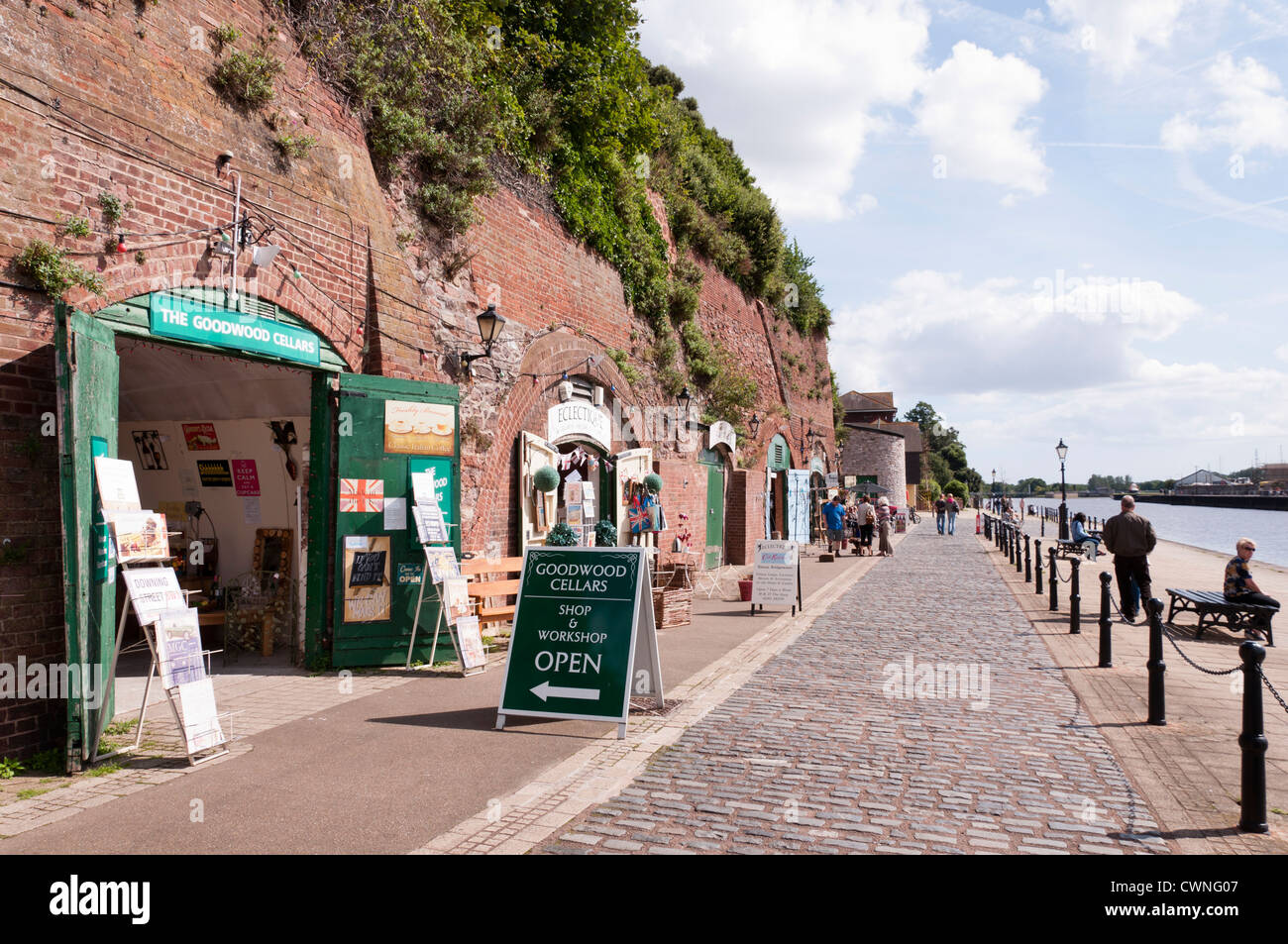 Shops and cafes at Exeter Quay Stock Photo - Alamy