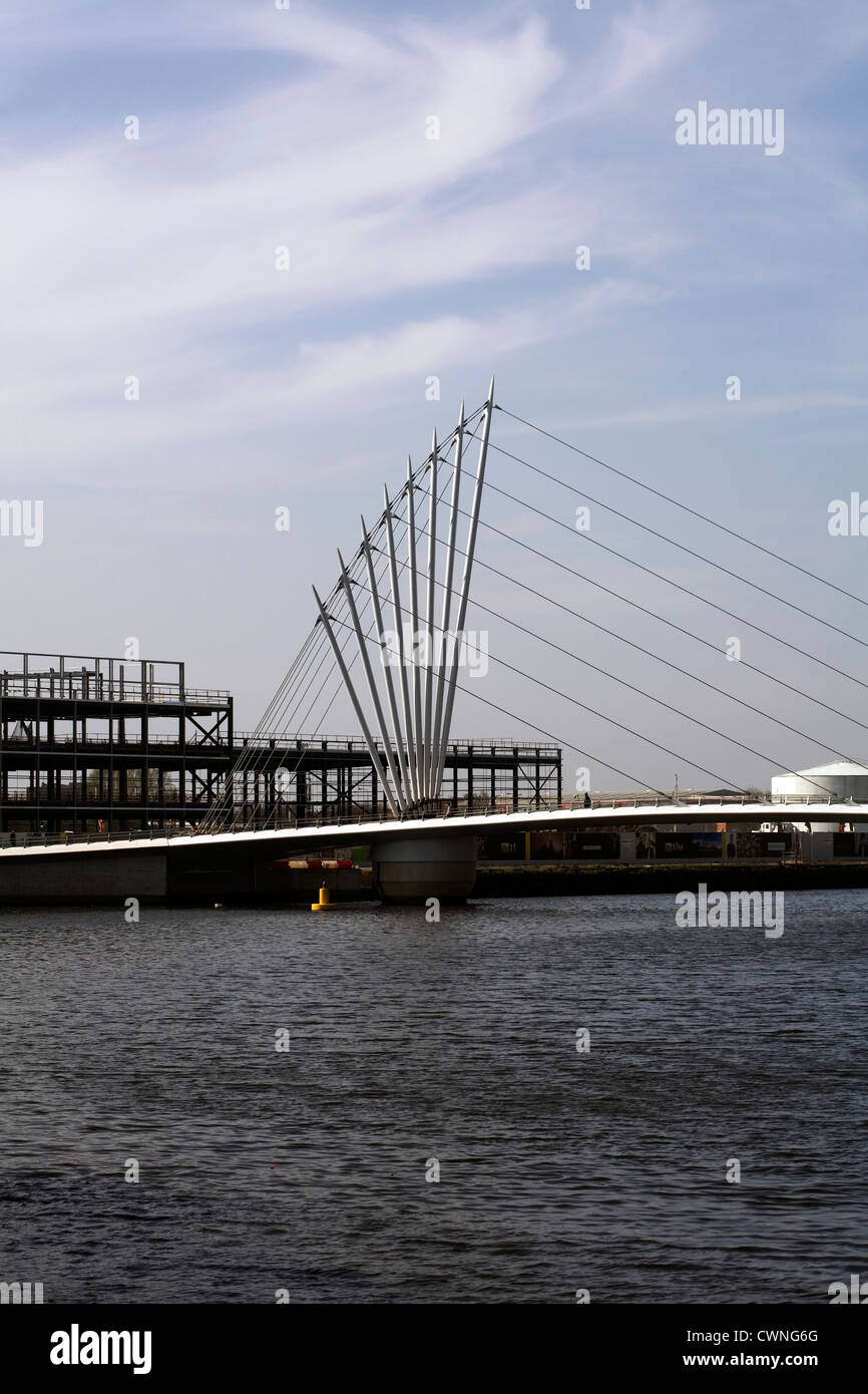 Suspension Bridge across The Manchester Ship Canal opposite Media City ...