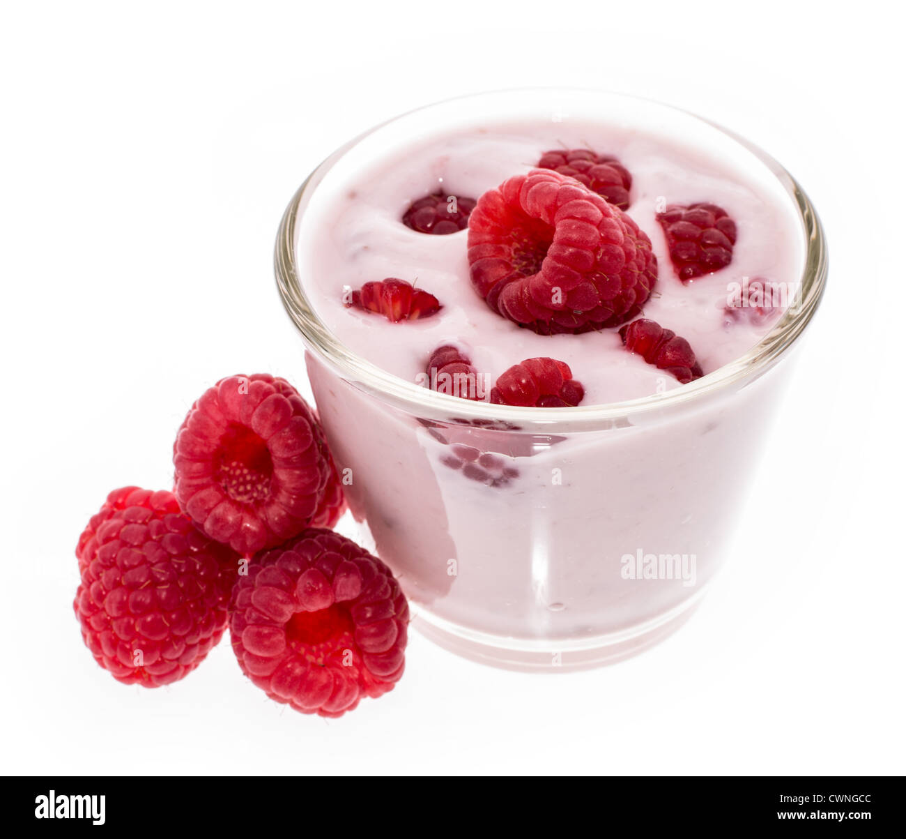 Raspberry Yogurt isolated on white background Stock Photo - Alamy