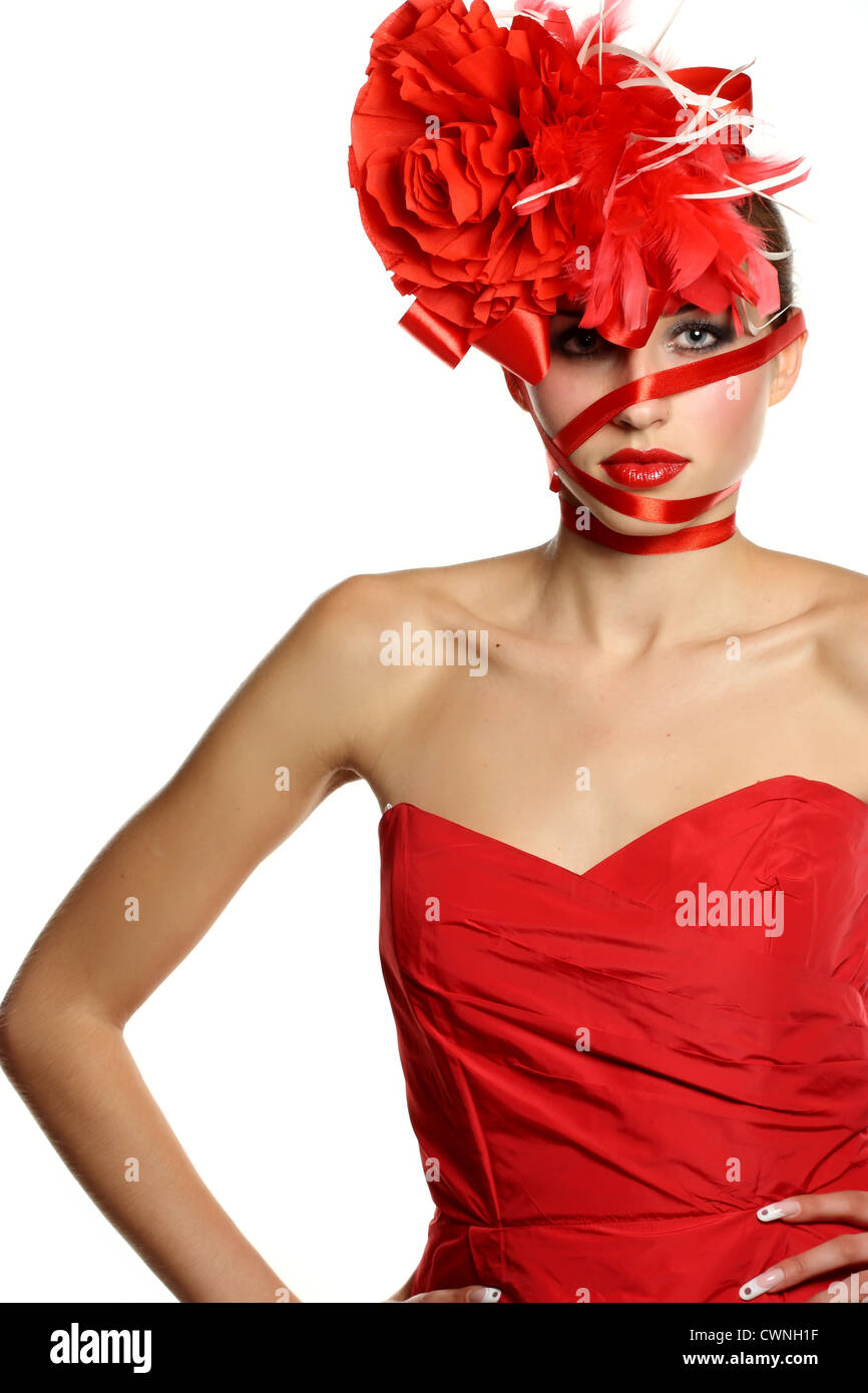 beautiful girl with a flower head Stock Photo - Alamy