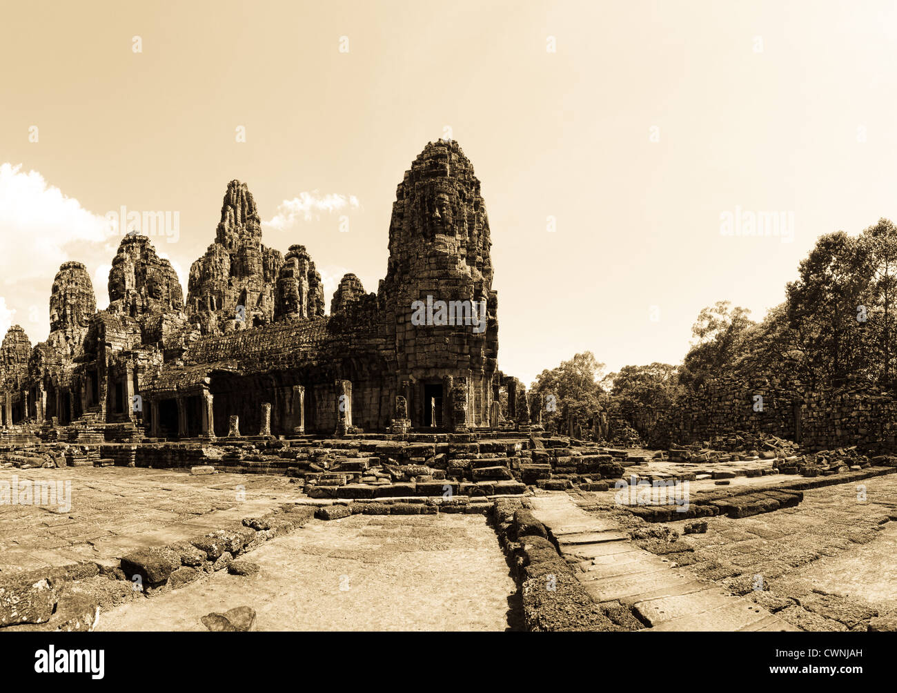 Bayon temple panoramic view Stock Photo - Alamy