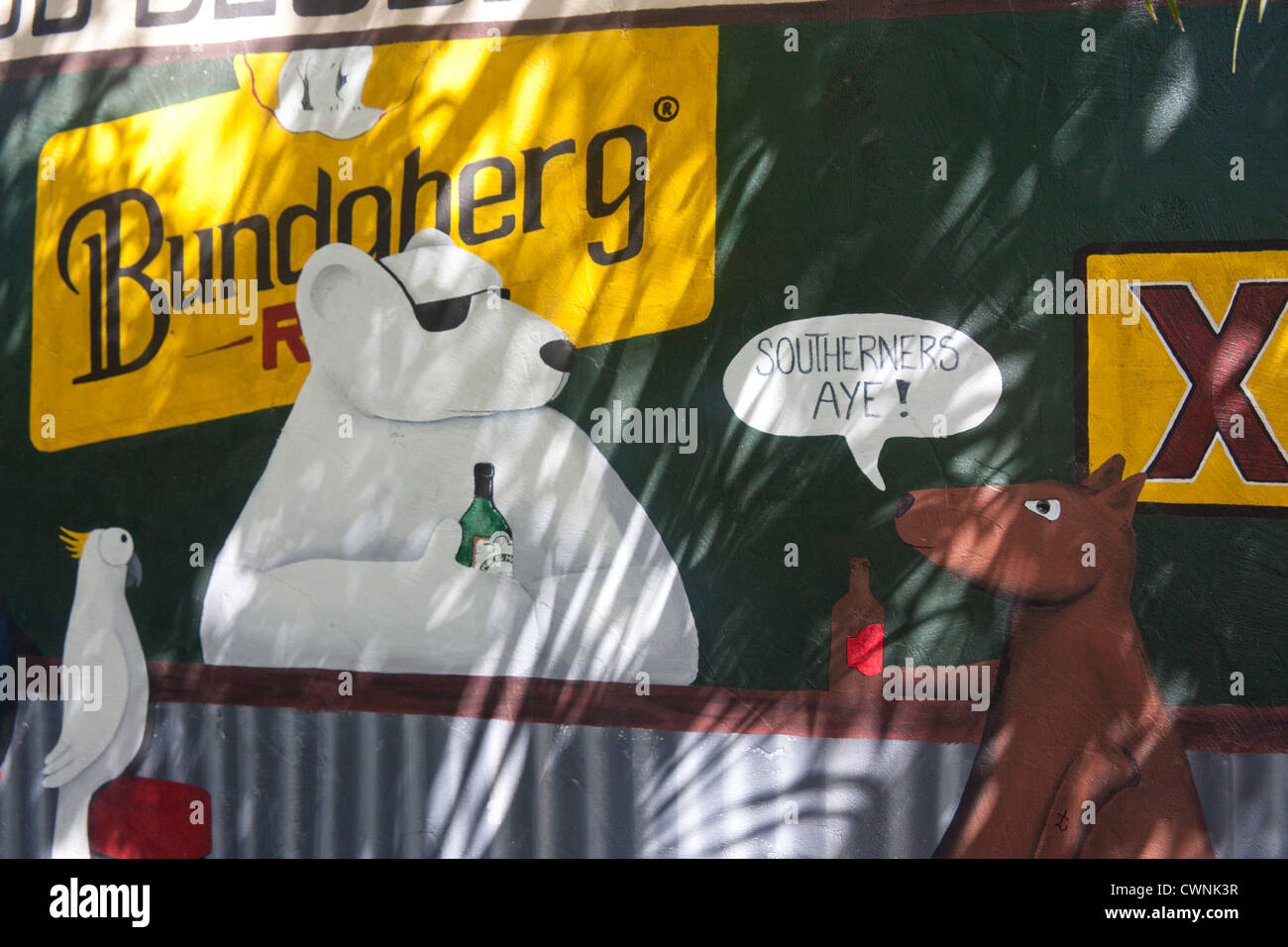 Mural / wall painting at cafe with kangaroo, polar bear and cockatoo ...