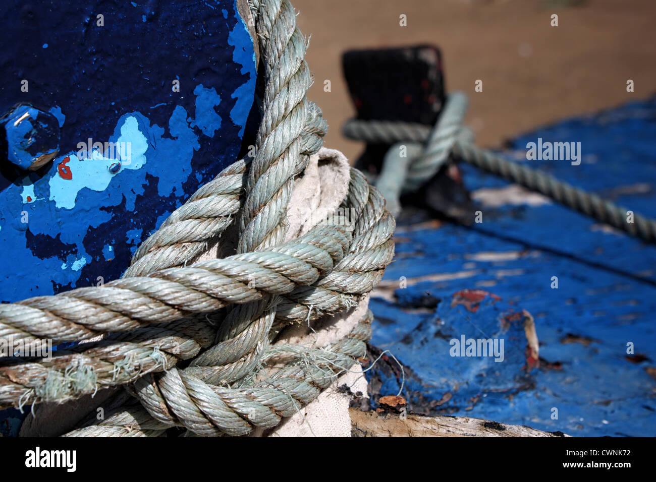rope knots on fishing boat Stock Photo - Alamy