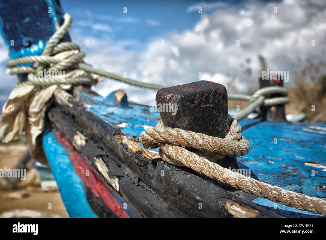 rope knots on fishing boat Stock Photo - Alamy