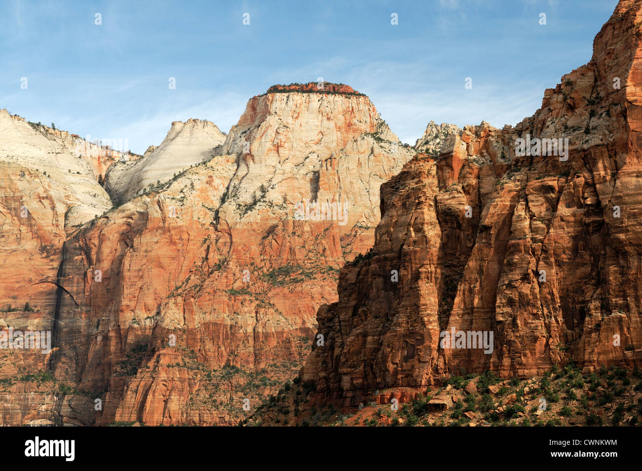 towering high height sandstone cliffs zion national park utah Stock ...
