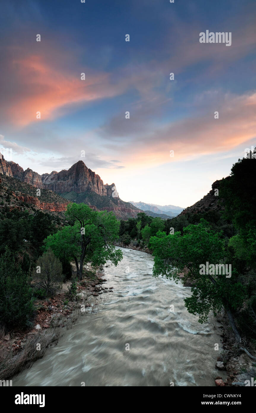 Evening light Zion Canyon The Watchman south entrance Zion National ...