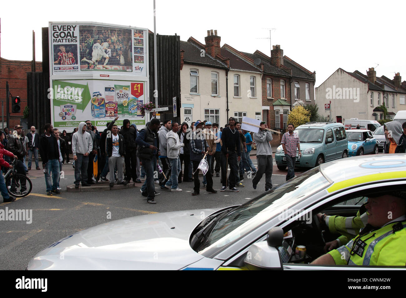 Locals youths gather as a march by the ring EDL group approaches in ...
