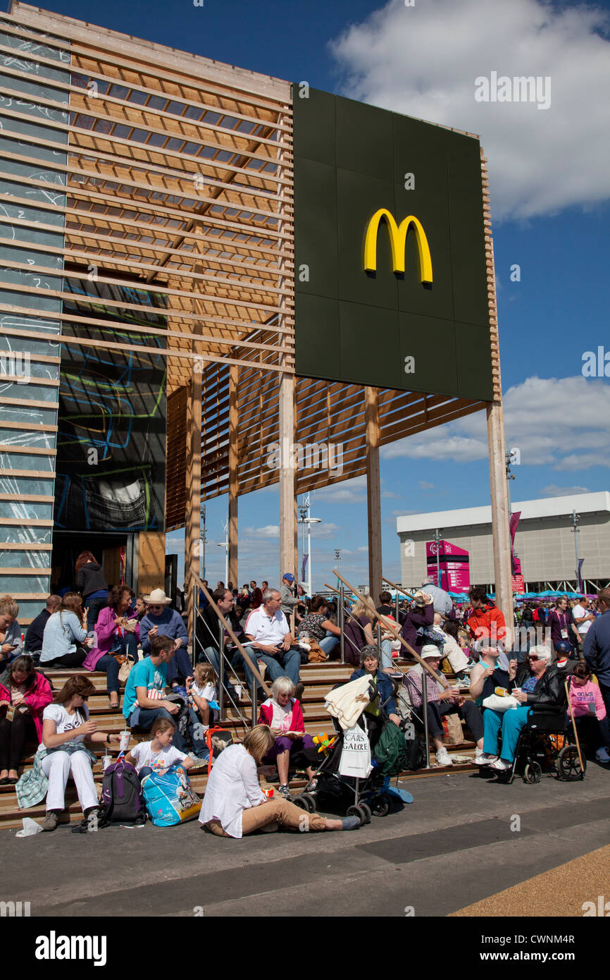 Spectators Mac Donald's restaurant London Olympic Stadium junk food ...
