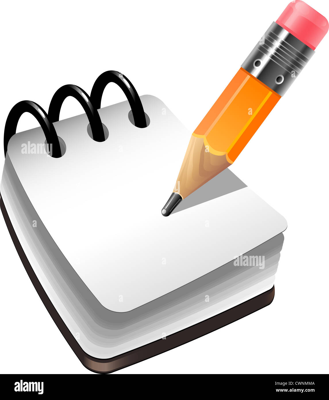 Notebook and pencil Stock Photo - Alamy