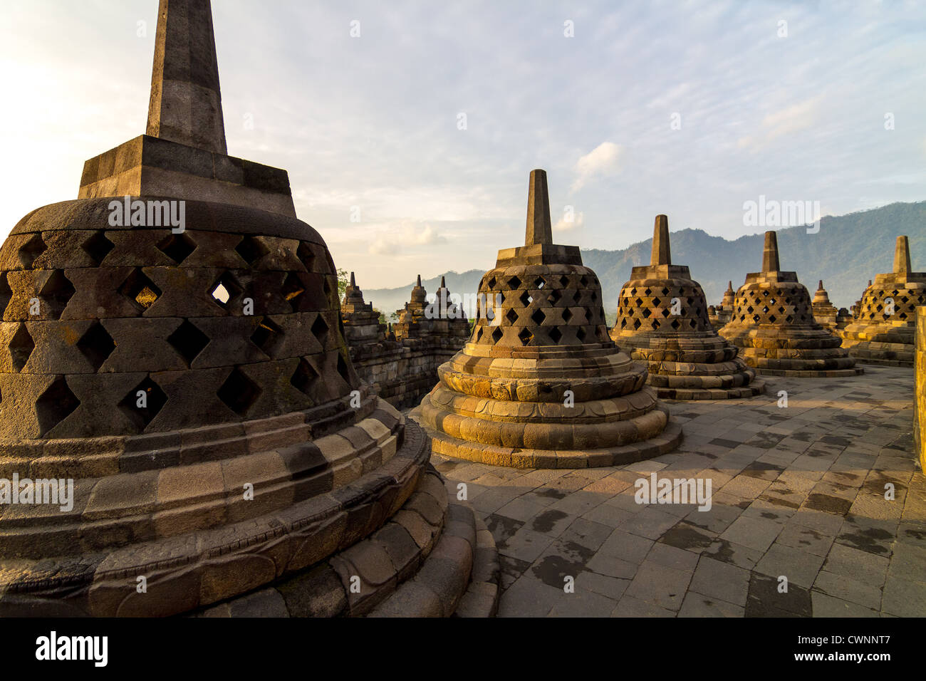 Borobudur temple stupa row in Yogyakarta, Java, Indonesia Stock Photo ...