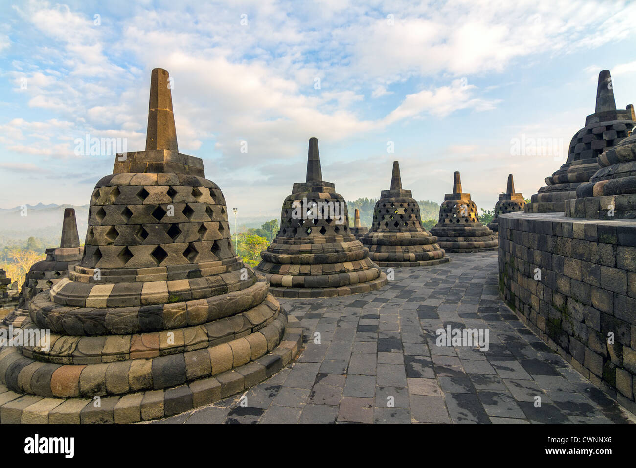 Borobudur temple stupa row in Yogyakarta, Java, Indonesia Stock Photo ...