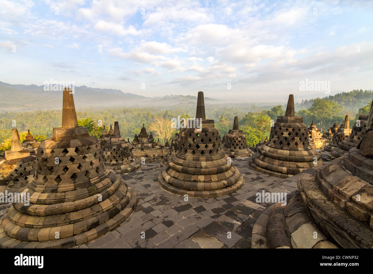 Borobudur temple stupa row in Yogyakarta, Java, Indonesia Stock Photo ...