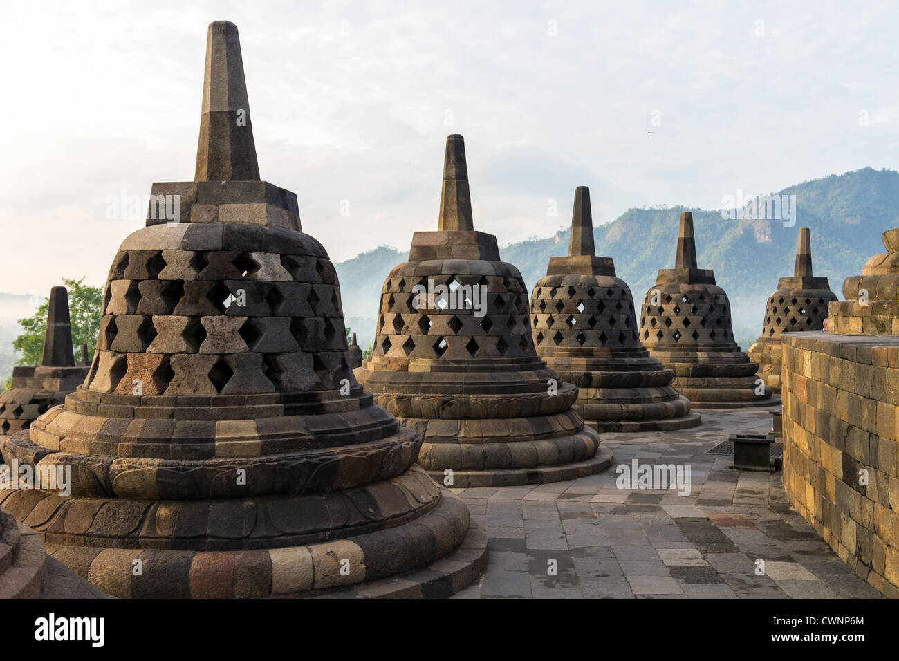 Borobudur temple stupa row in Yogyakarta, Java, Indonesia Stock Photo ...