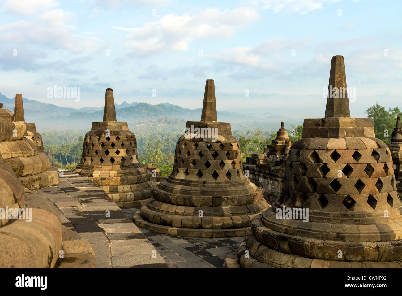 Borobudur temple stupa row in Yogyakarta, Java, Indonesia Stock Photo ...