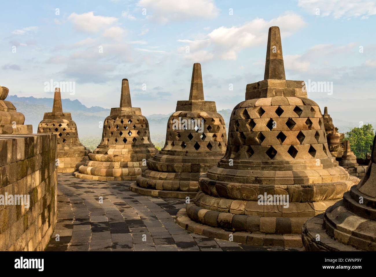 Borobudur temple stupa row in Yogyakarta, Java, Indonesia Stock Photo ...