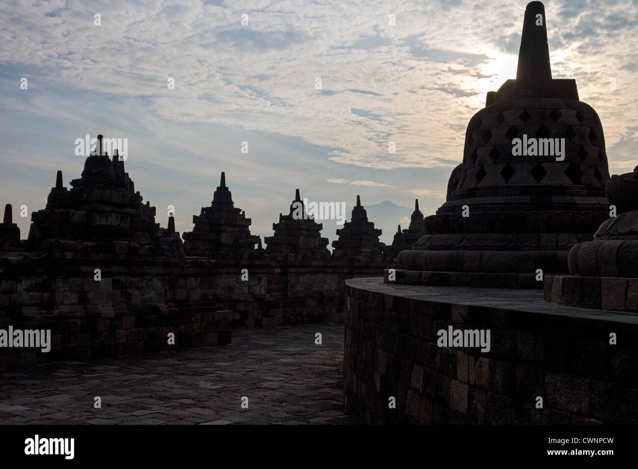 Borobudur temple at sunrise, Yogyakarta, Java island, Indonesia Stock ...