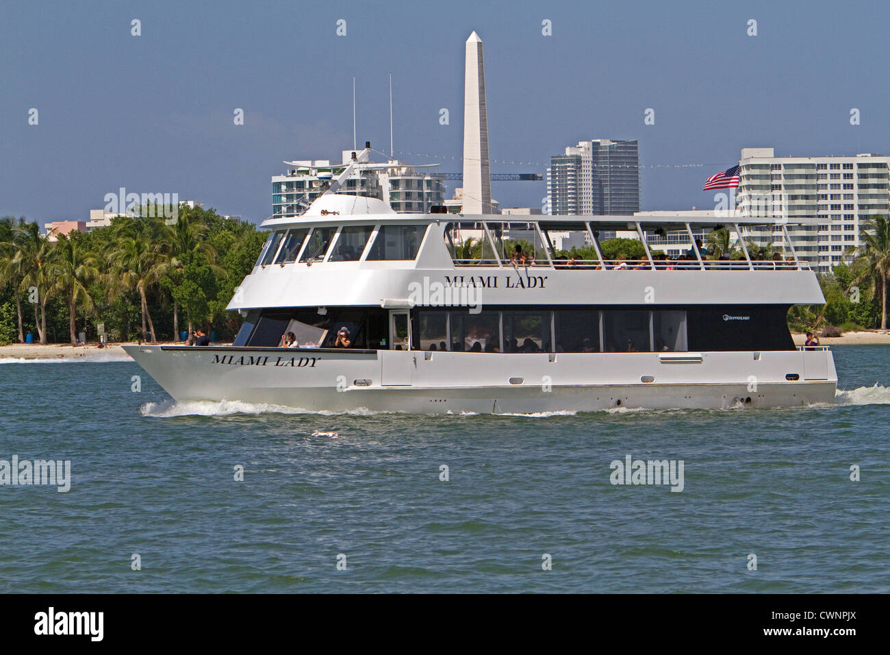 Miami Lady a 74' elegant party yacht based in Miami Florida Stock Photo ...