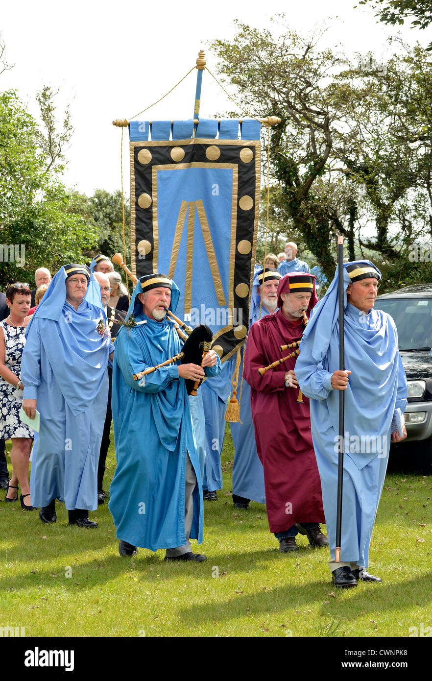 " Cornish Bards " in the parade at the start of the Cornish Gorsedh ...