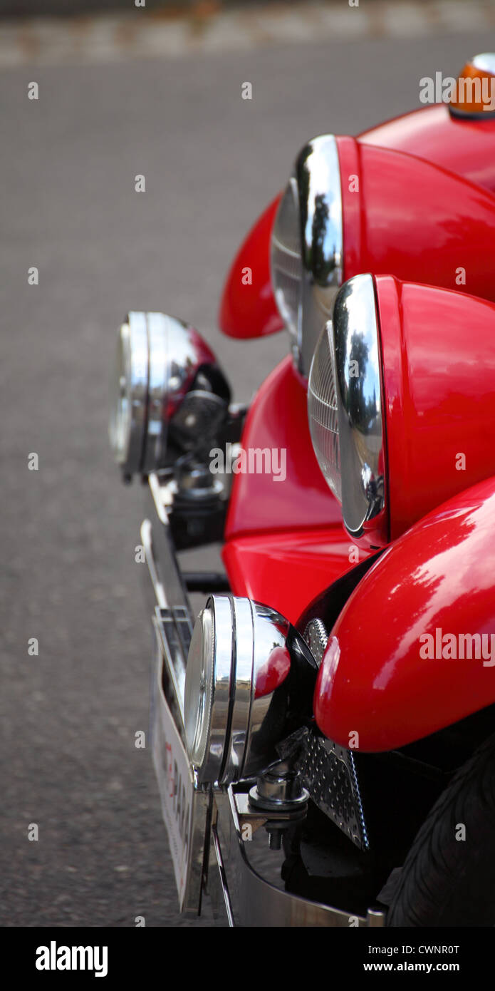 cropped image of a fully restored classic old car with lots of shiny ...