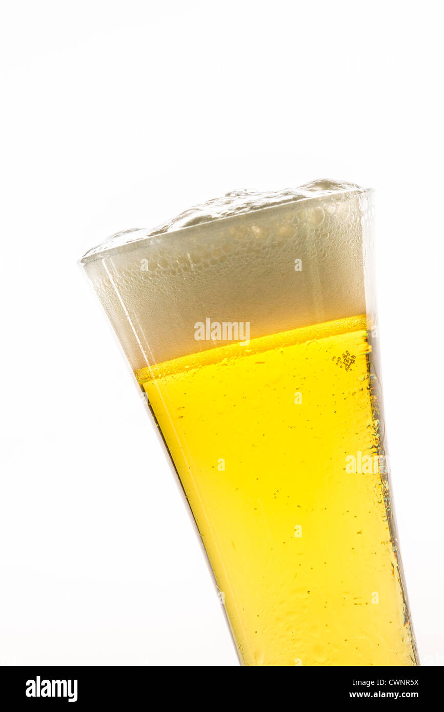 Glass of light beer on white background Stock Photo - Alamy