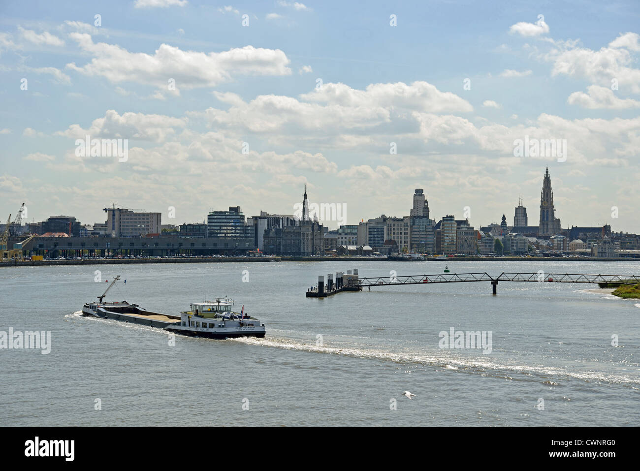 View of city from Scheldt River, Antwerp, Antwerp Province, The Flemish ...