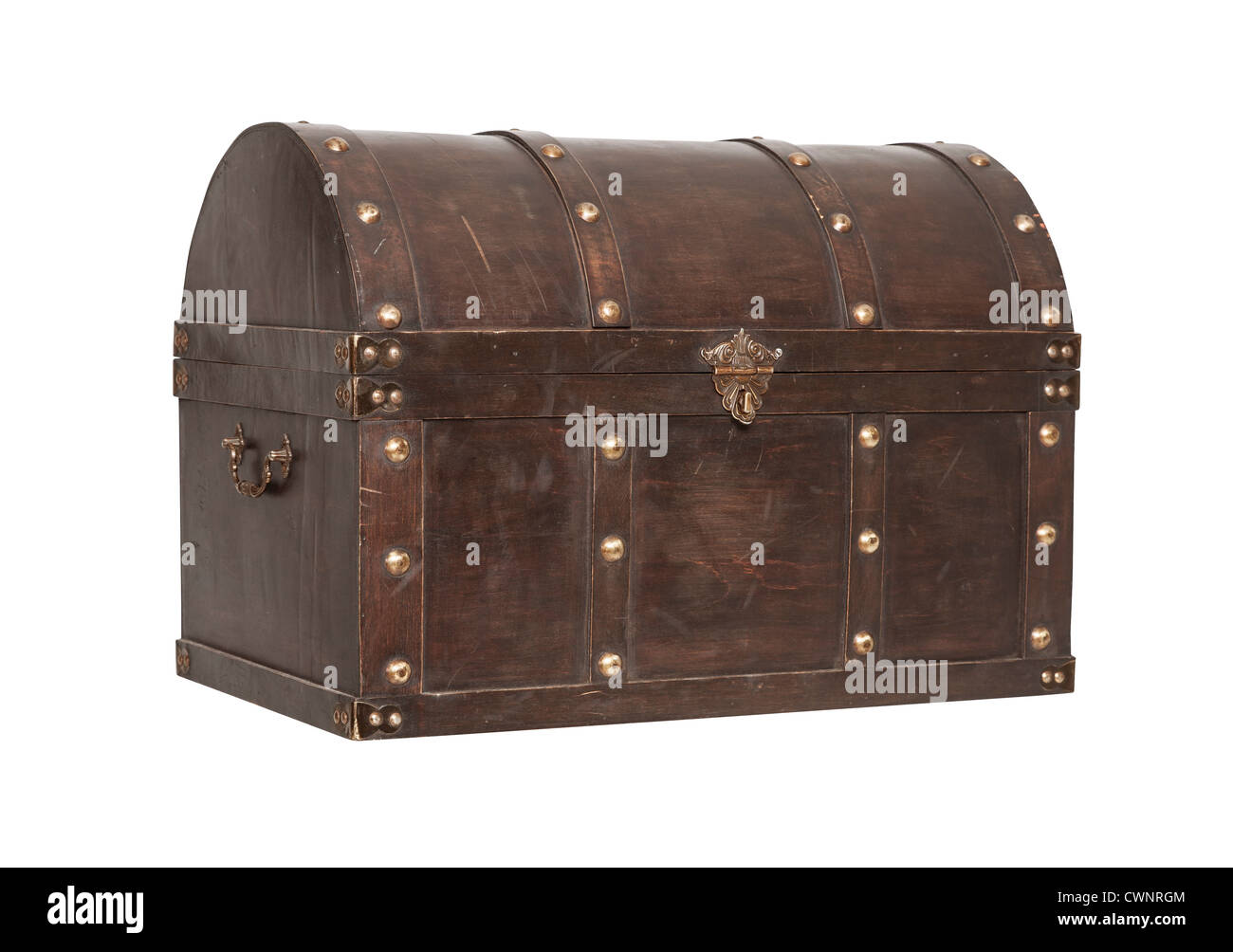 Old Treasure chest 3/4 view isolated on white background Stock Photo ...