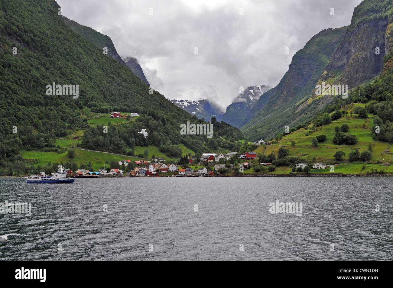 Cruising on the Unesco-recognised Naeroyfjord (Nærøyfjord), the largest ...