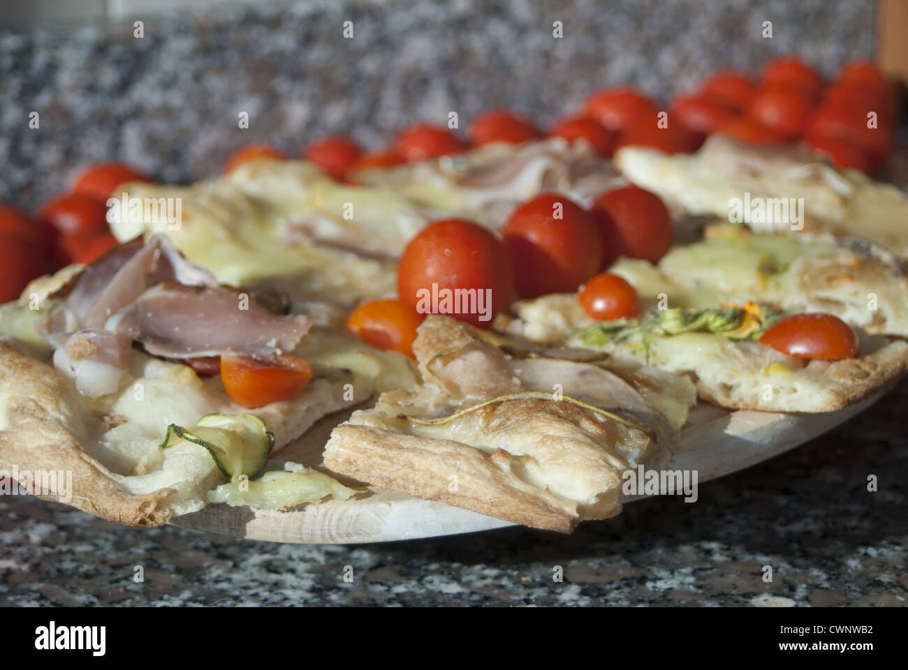 Italian food. Assorted pizza with various ingredients Stock Photo - Alamy