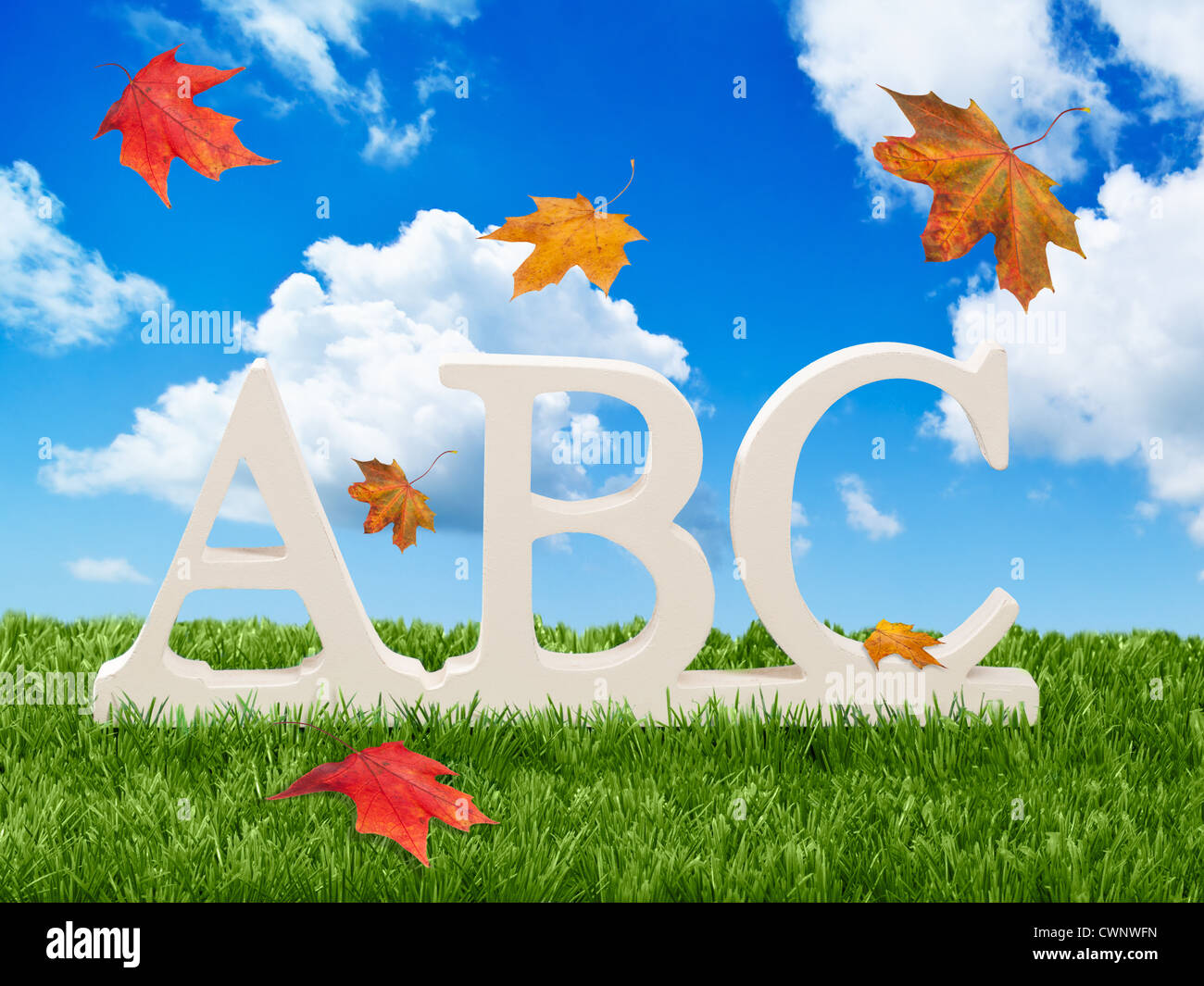 ABC letters with falling autumn leaves - back to school concept for ...