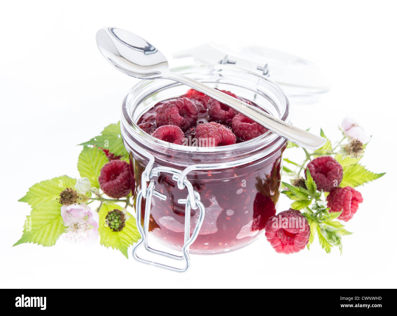 Raspberry Jam isolated on white background Stock Photo - Alamy
