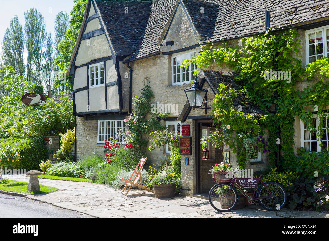 The Old Swan Hotel and Public House in Minster Lovell in The Cotswolds ...