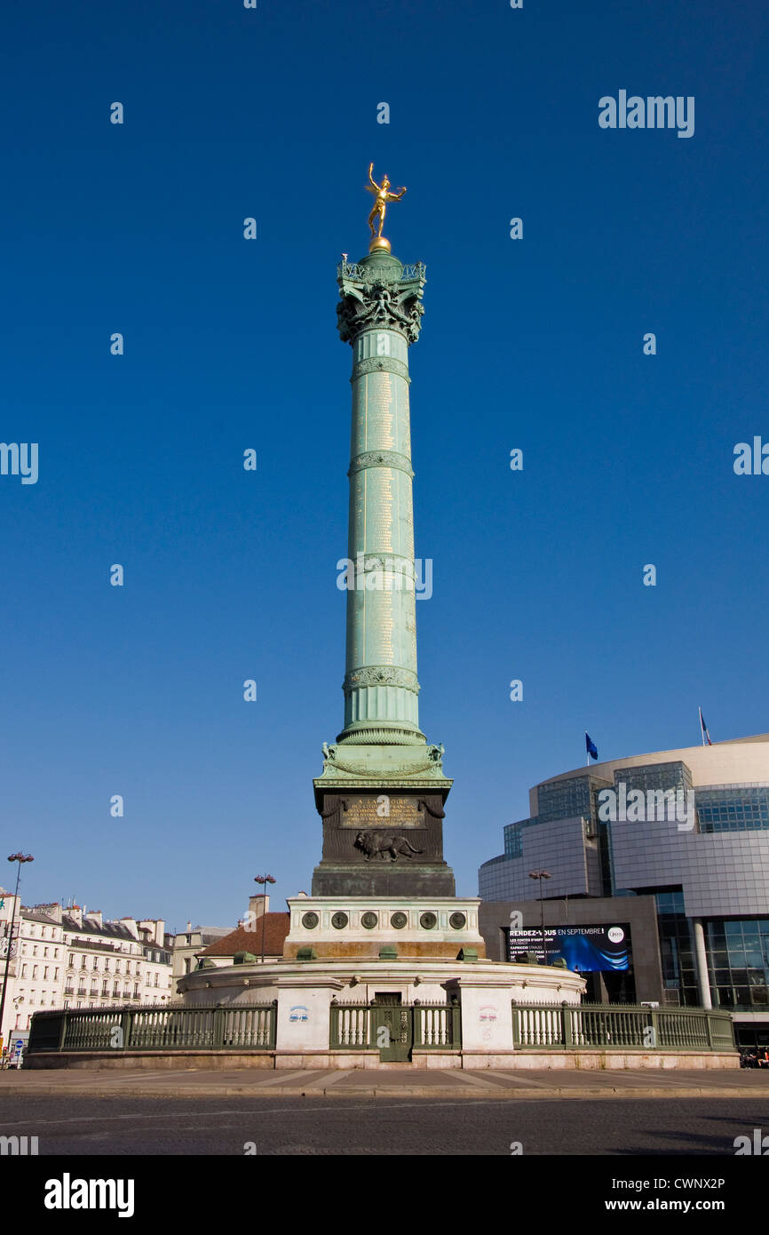 France, Ile de France, Paris, Bastille town square, July Column Stock ...