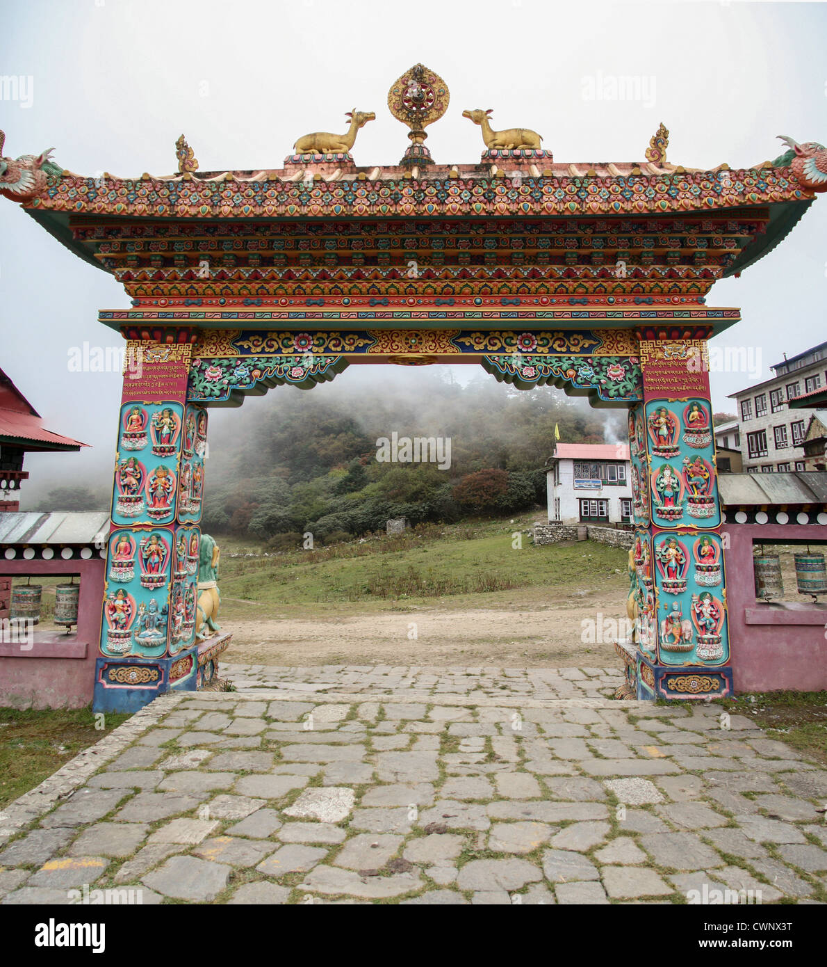 Beautifully decorated gate to"Tengboche Monastery", Tengboche ...