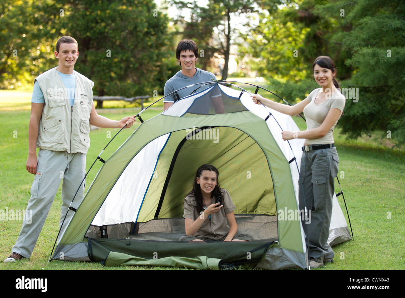 Camping teenagers tents hi-res stock photography and images - Alamy