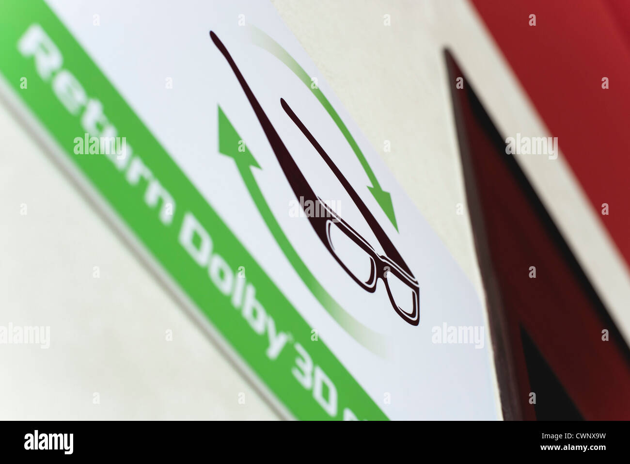 Sign for 3-D glasses recycling Stock Photo - Alamy