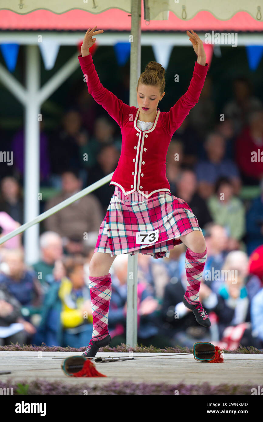 Highland dancers compete in the Highland Games of the Braemar Gathering ...