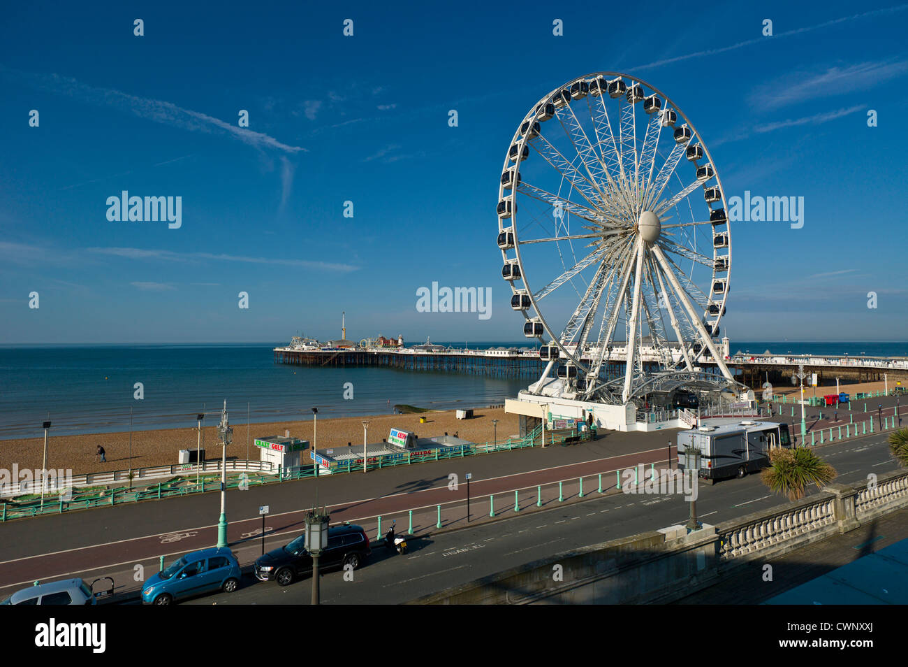 Brighton wheel and pier Stock Photo - Alamy
